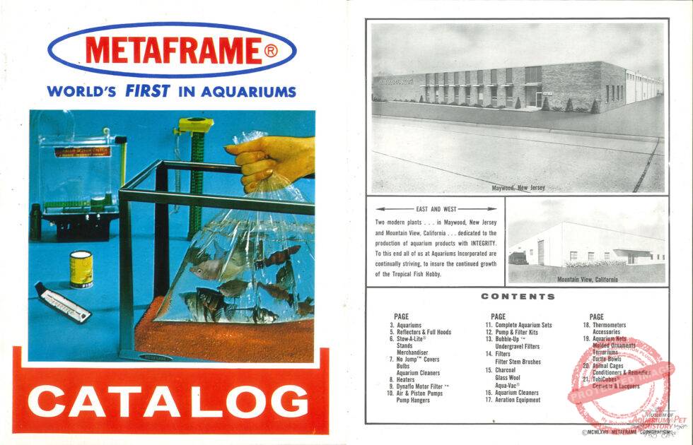 Metaframe Catalog from 1967 | The Museum of Aquarium and Pet History