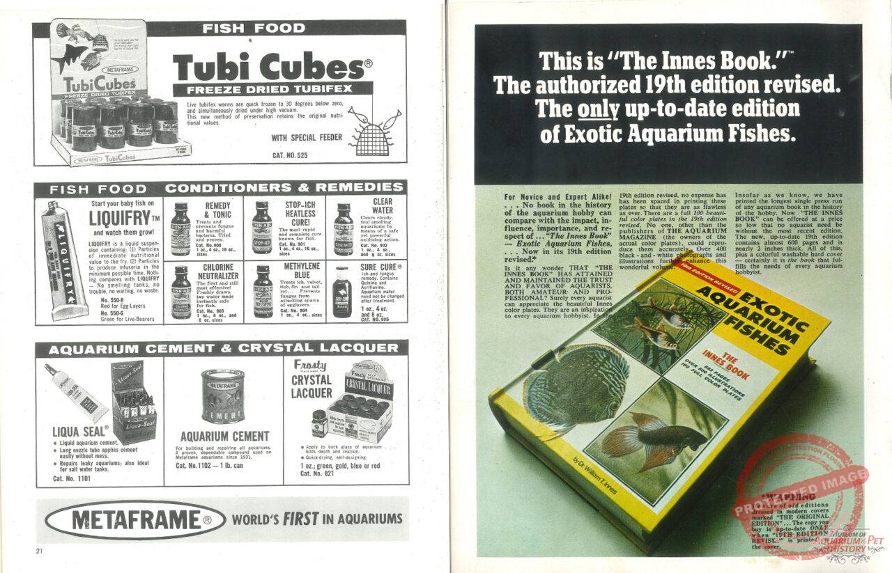 Metaframe Catalog from 1967 | The Museum of Aquarium and Pet History
